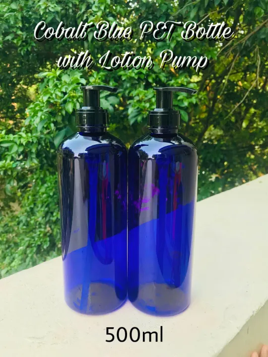500ml / 16.9oz PET Cobalt Blue Bottle with Lotion Pump | Lazada PH
