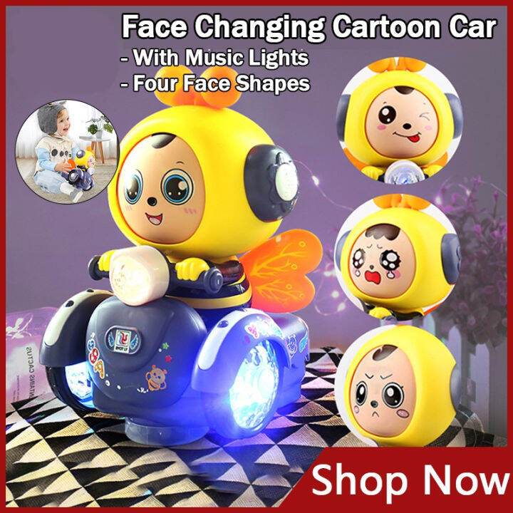 Cartoon Face Change Doll Electric Music Light Toy Face Changing Cute ...