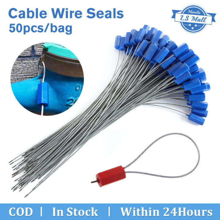 50pcs Anti-Tamper Steel Wire Seal Numbered Security Pull Tight Steel ...