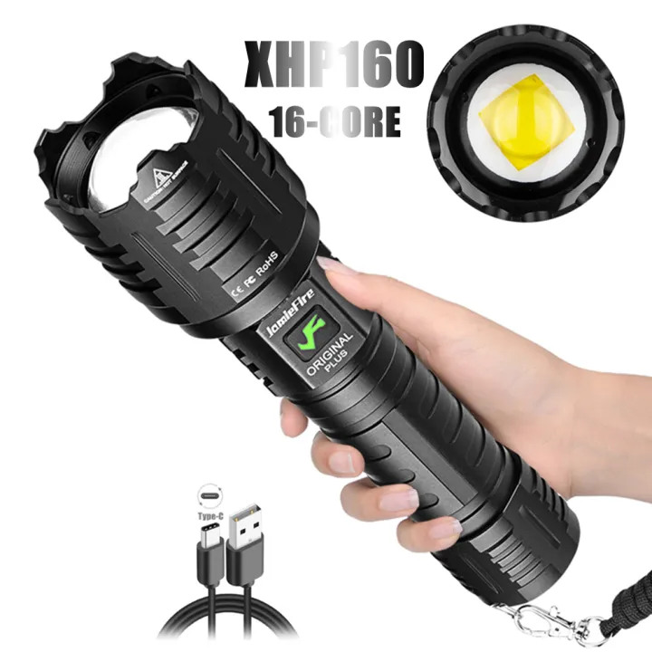 Super Bright Torchlight XHP160 Powerful LED Flashlight USB Zoom Torch ...