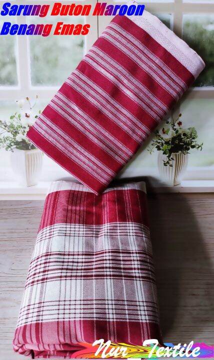 Sarung Adat Buton Maroon Pakai Benang Emas Sarung Untuk Laki-Laki dan ...