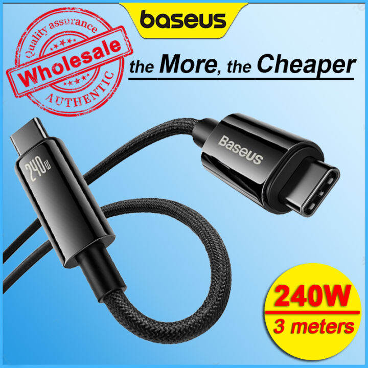 BASEUS สาย USB C 240W,สาย PD 3.1 5A ชาร์จเร็วชนิด C 3M | Lazada.co.th