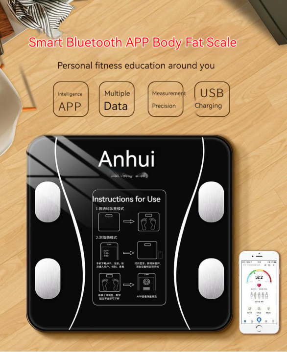 MEETT Digital Weight Scale 12-in-1 Bluetooth Body Fat Weight Scale ...