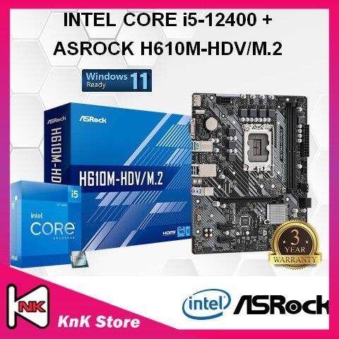 ASROCK H610M-HDV/M.2 H610 LGA1700 Motherboard + Intel 12TH GEN CORE I3 ...