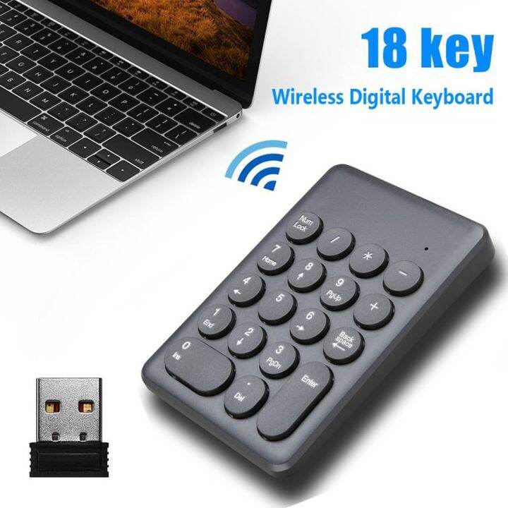 WEEGUBENG Mini USB Receiver 18 Keys For Laptop Notebook Tablets Numpad Digital Keyboard 2.4G ...