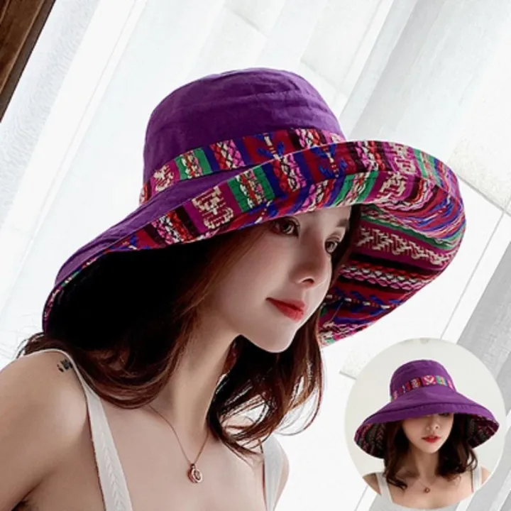 milu Women Korean of all-in-one travel sun hat sun block uv sun hat lady two sides can wear ...