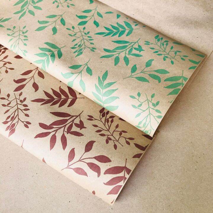 Kraft Wrapping Paper Printed 10Sheets Reversible Gift Brown Paper 17x23 ...