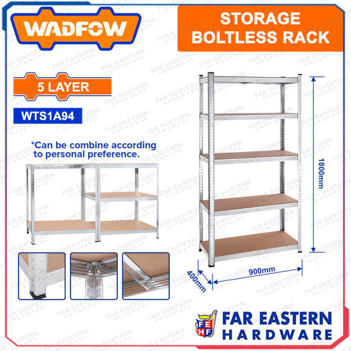 WADFOW 5 Layer Storage Boltless Rack Metal Shelf Rack WTS1A94 WFHT ...