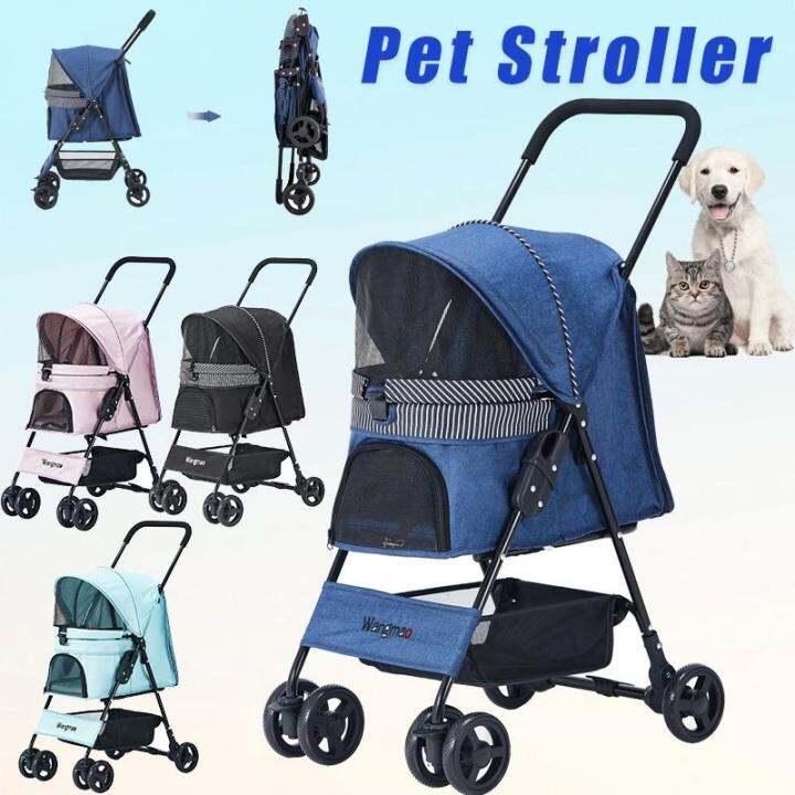 Pet Stroller Lightweight Folding Travel Pet Trolley Portable Foldable ...