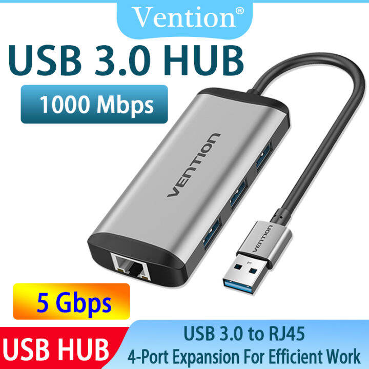 Vention USB Ethernet Hub With power supply USB 3.0 to RJ45 Adapter ...