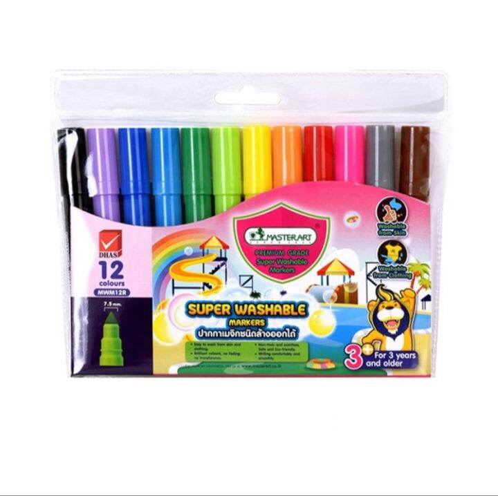 ปากกาเมจิก Super Markers Masterart ชนิดล้างออกได้ 1กล่อง/12สี | Lazada ...