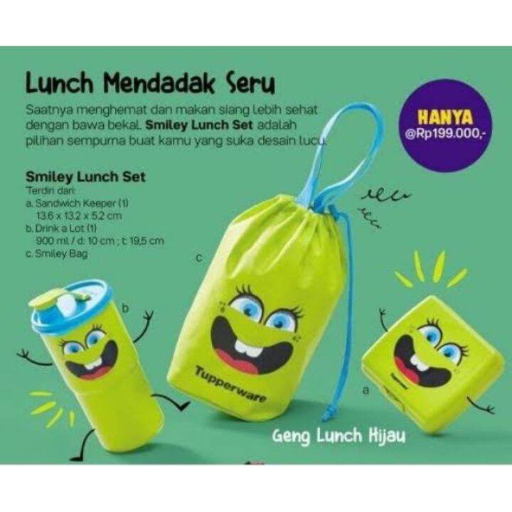 Smiley lunch set tupperware / tempat makan anak tupperware | Lazada ...