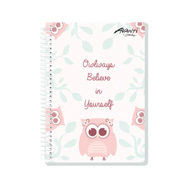 `)'Avanti Premium Spiral Notebook Owl Saying 685 80 Leaves [Set of 8 ...