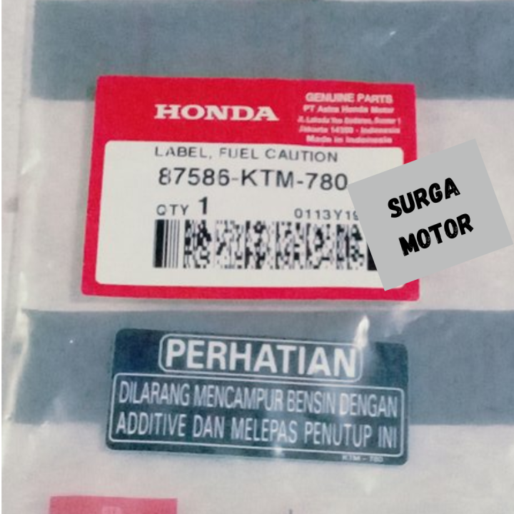 Stiker Tempelan Label Fuel Caution Tangki Bensin Sonic 150R Supra GTR ...