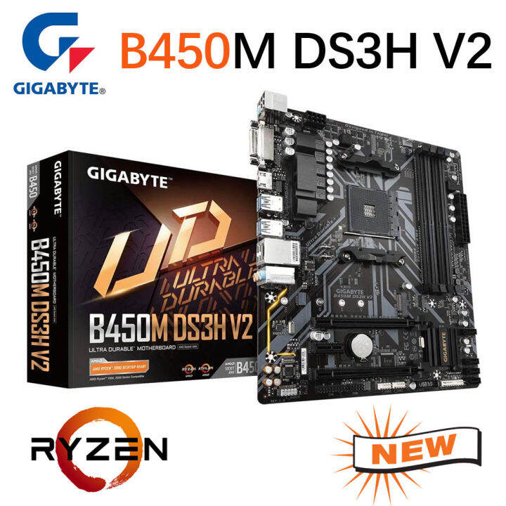 Gigabyte B450M DS3H Socket AM4 Motherboard DDR4 64GB PCI-E 3.0 M.2 AMD ...