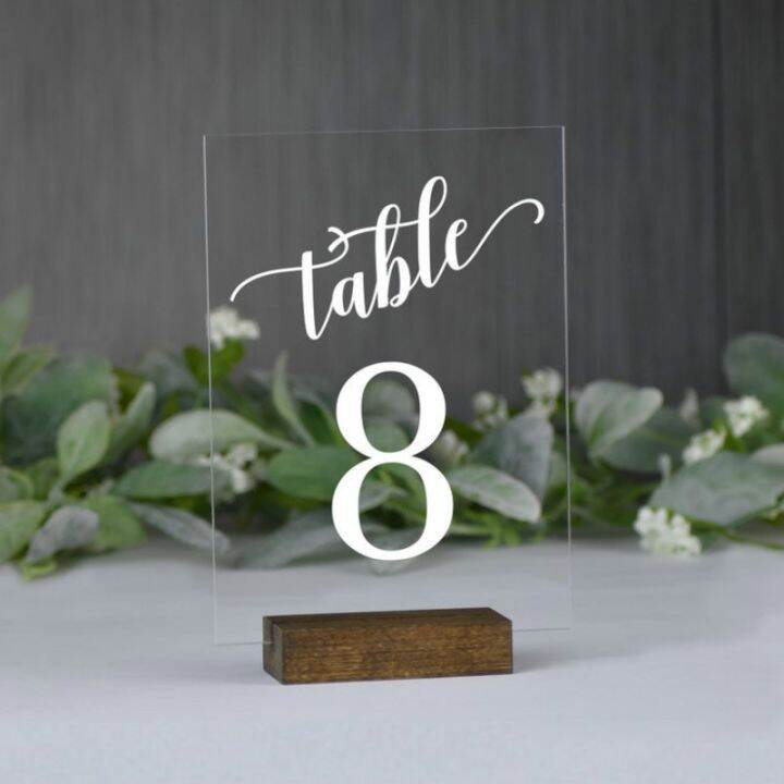 Clear Acrylic Table Number With Wooden Base Wedding Table Numbers ...