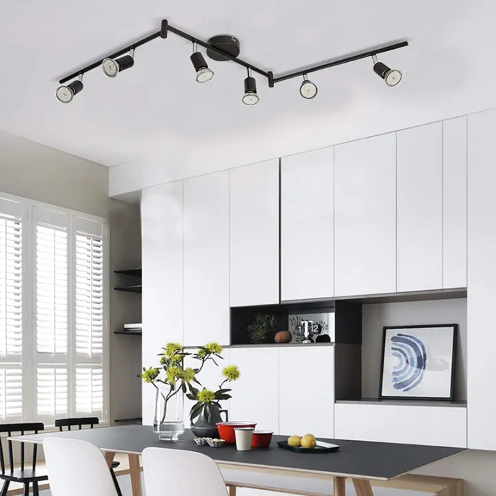 6 Way Modern Ceiling Light Straight Bar GU10 Ceiling Spotlight LED Lamp ...