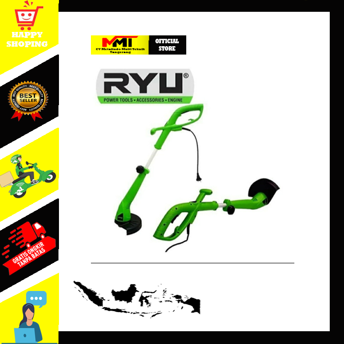 ALAT POTONG RUMPUT RYU RGT350 MESIN POTONG RUMPUT LISTRIK PAKAI SENAR ...