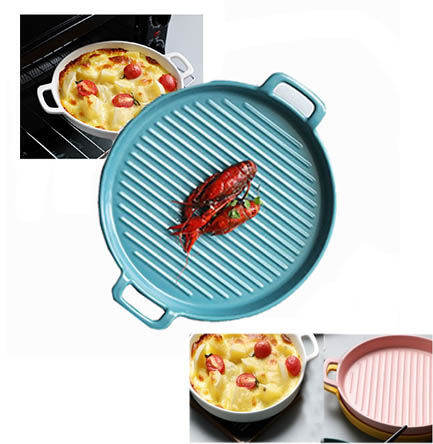 ROUND BAKING PLATE - 9"inches Ceramic Baking Pan for Pie, Fish, Fruits ...