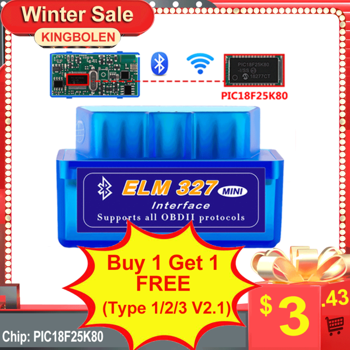 OBD2 Mini Scanner ELM327 Bluetooth V2.1 สำหรับ Android Torque ELM327 V1.5 PIC18F25K80 รหัส ...
