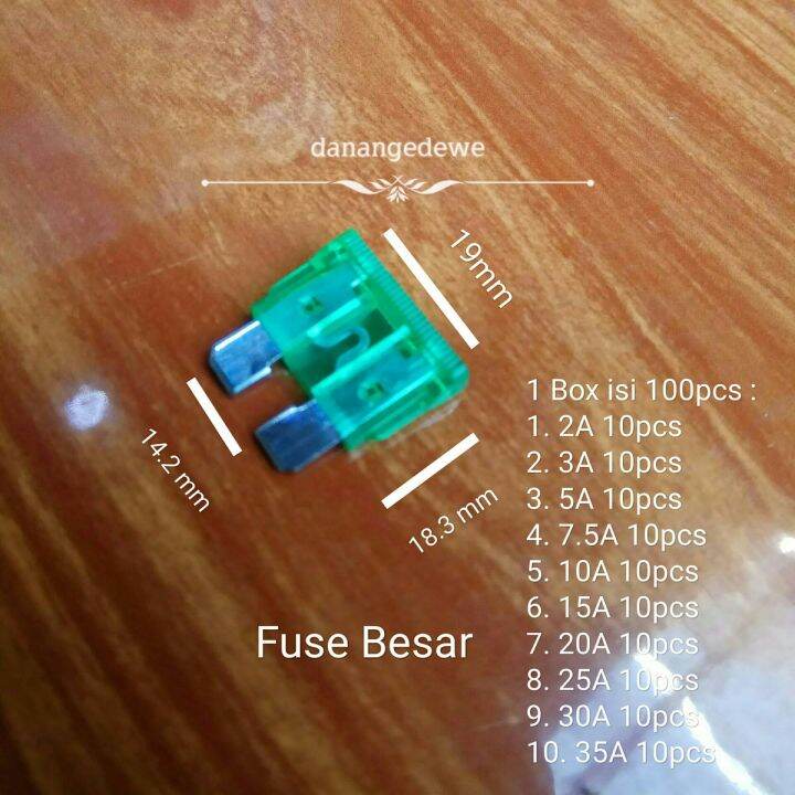 Fuse Blade Besar 1 set 100 pcs dengan Box - Sekring Tancap Ukuran Lengkap | Lazada Indonesia