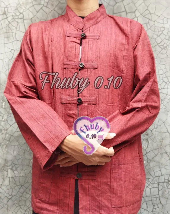 Surjan Merah Model Shanghai Koko - Surjan Lurik Dewasa - Baju Adat ...