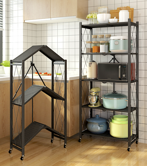 5 Tier Foldable Racks With Wheels (Multipurpose) Raks Lipat Dapur | Lazada