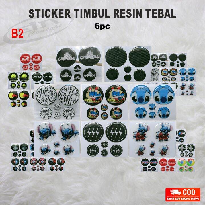 Sticker STIKER TIMBUL SET resin Variasi B2 Logo kartun Carfield SSS NGO ...