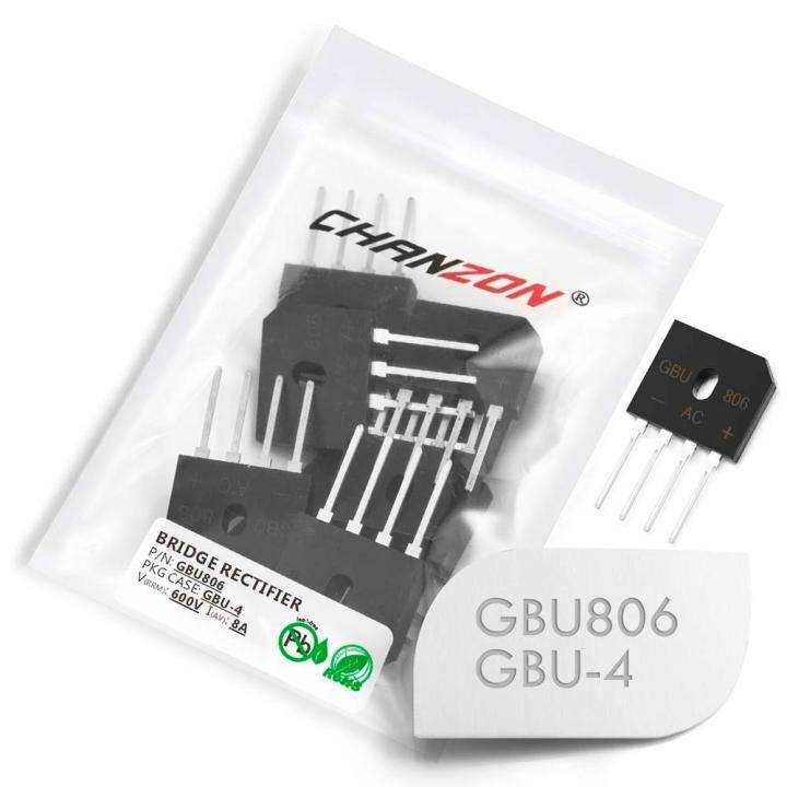10 Pcs GBU806 Bridge Rectifier Diode 8A 600V GBU-4 SIP-4 Single Phase ...