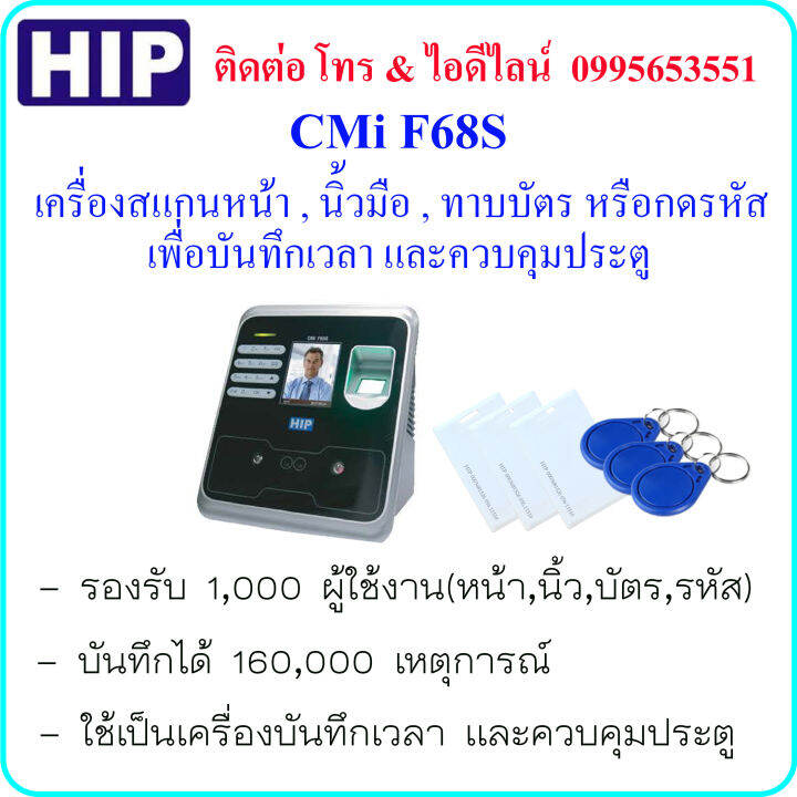 HIP CMiF68S เครื่องสแกนใบหน้า,นิ้วมือ,ทาบบัตร หรือกดรหัส เพื่อบันทึกเวลา และควบคุมประตู | Lazada ...