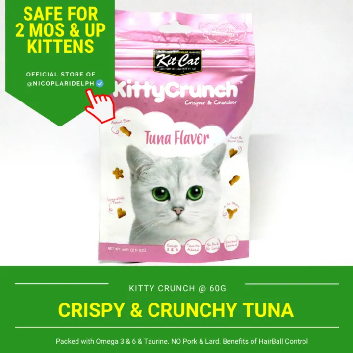 Kit Cat Kitty Crunch Tuna Flavor Cat Treats with Omega 3 and 6, Taurine ...
