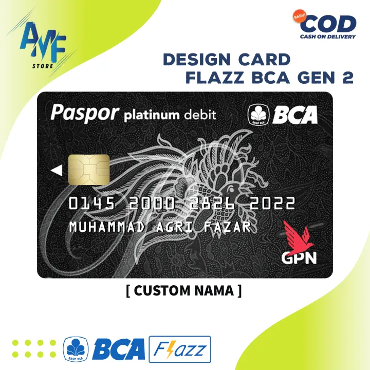 Kartu FLAZZ GEN 2 Terbaru Design Black Card Paspor GPN Custom Nama Cetak 1 sisi Saldo 0 | Lazada ...