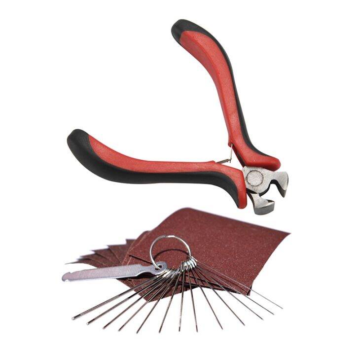 1 Set Guitar Bridge Saddle Nut Files Set & 1 Set Guitar Fret Puller ...