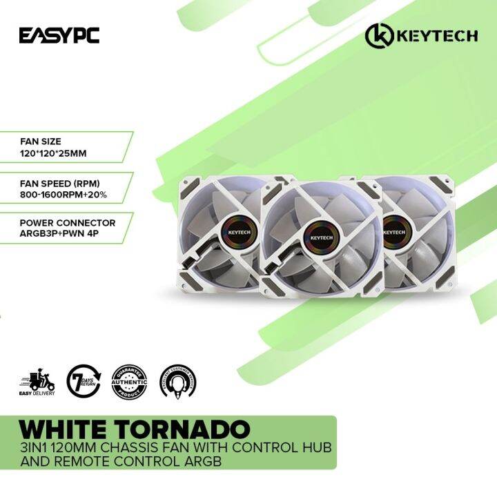 EasyPC Keytech Tornado 3in1 PC Case Fan RGB Control Hub Remote-Control ...