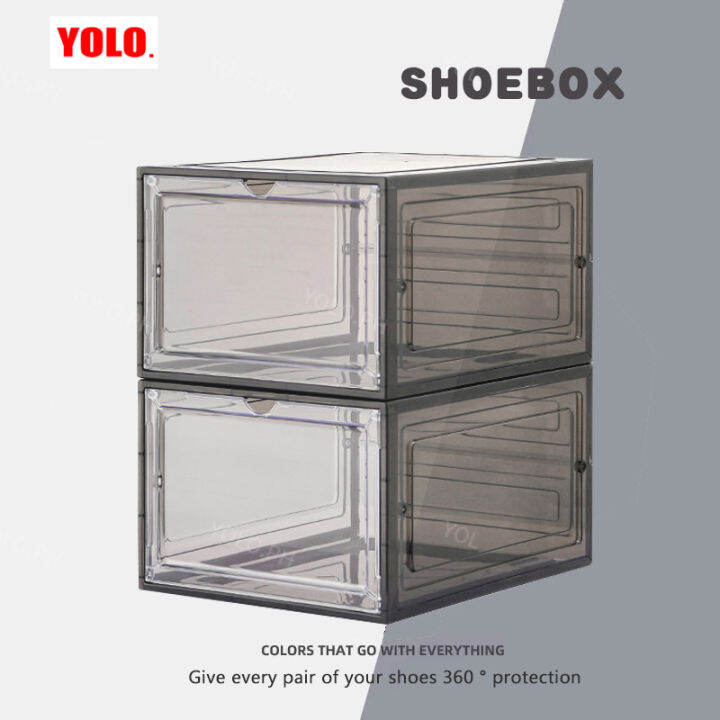 Large Magnetic Transparent Stackable Acrylic Shoe Box Flip AJ Shoe Rack ...