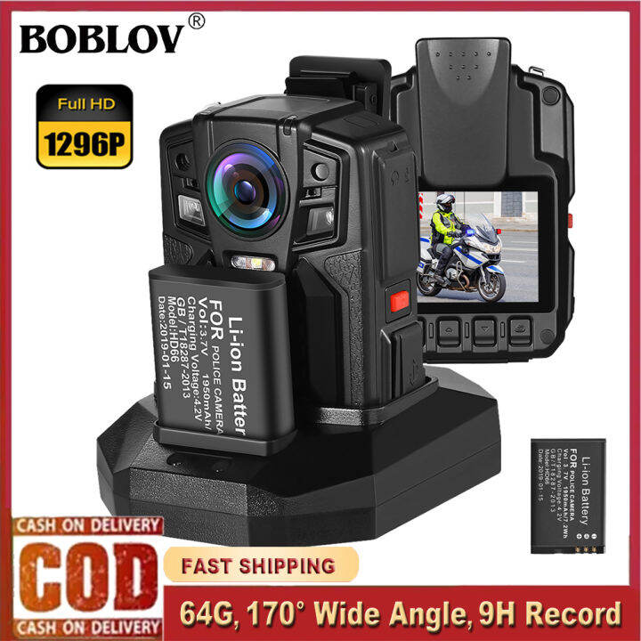 BOBLOV HD66-02 Police Body Worn Camera, 1296P 170 Degree Wide Angle Wearable Mini Body Camera ...