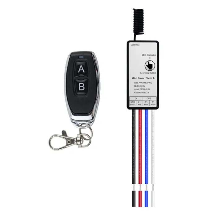 Wireless Remote Control RF 433Mhz Relay Receiver DC 3.6V-12V 1CH Module ...