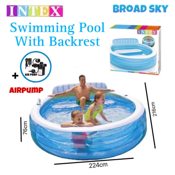INTEX Inflatable Swimming Pool With Backseat Cover Family Size With ...