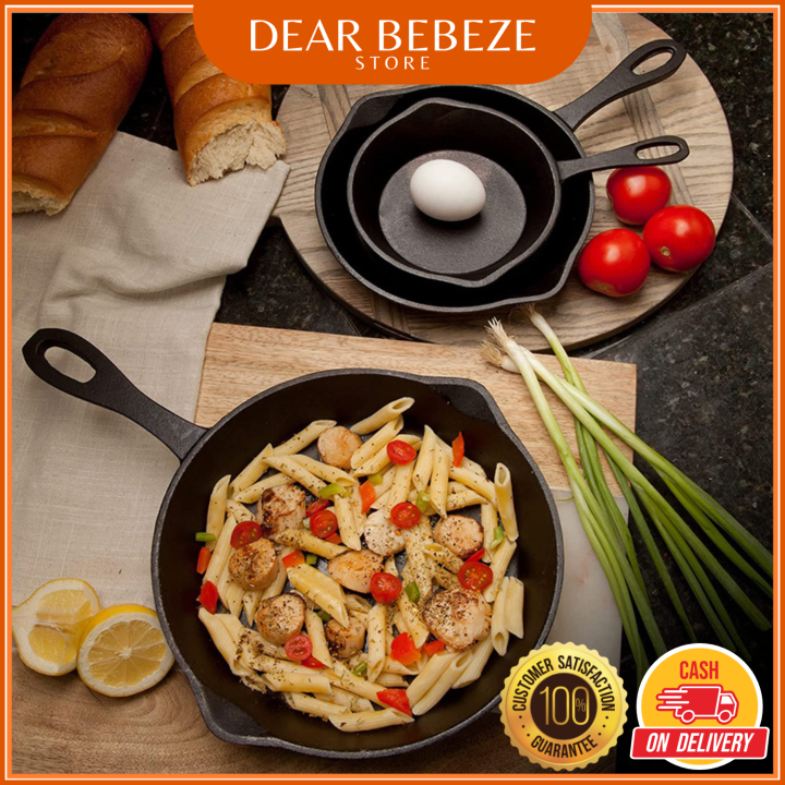 Bebeze Cast iron pan integrated small frying pan flat bottom | Lazada PH