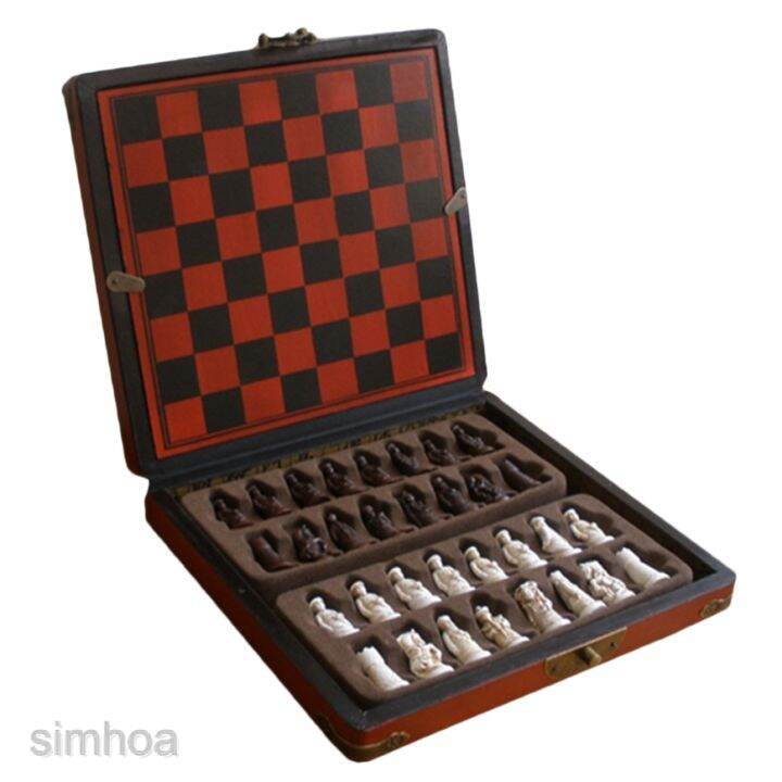 1 Set Antique Chinese Chess Wooden Table Miniature Chess Board Game ...