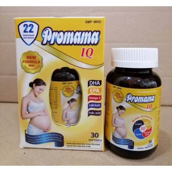 Vitamin cho mẹ bầu Promama IQ lọ 30v Cung cấp sắt ở dạng hữu cơ và bổ sung chất xơ, Hỗ trợ tăng ...