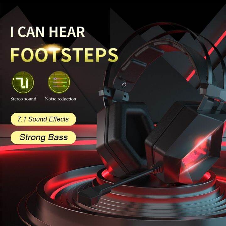 Gaming Headset USB Wired Headphones 7.1 Sound 3.5mm With Mic Noise ...