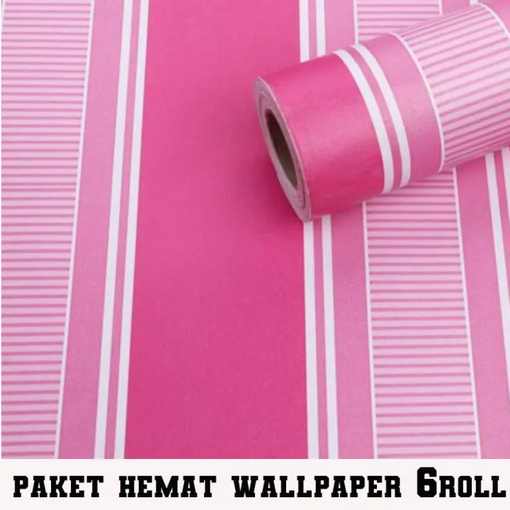 PAKET 6 ROLL Wallpaper Stiker Dinding/wallpaper dinding warna pink ...