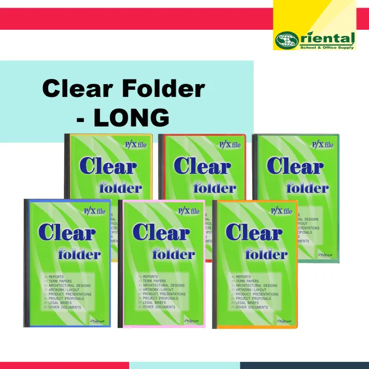 Long Clear Folder w/ slider Clear Cover Folder with Color at the back ...