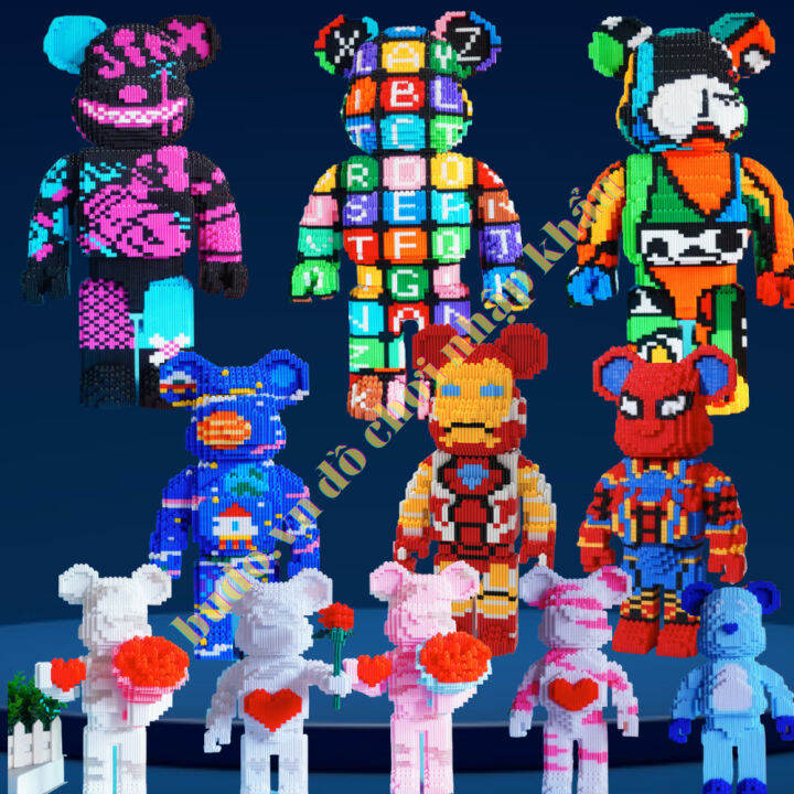 xếp hình le.go Gấu Bearbrick ironman jinx phi hành gia 36cm lắp ráp mô ...