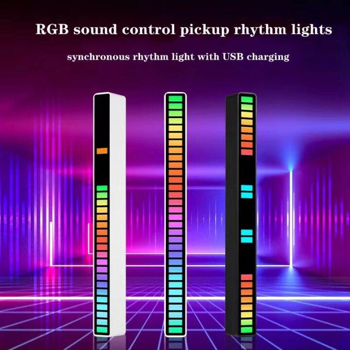 Voice-Activated Pickup Rhythm Light LED Level Light Bar Car Sound ...