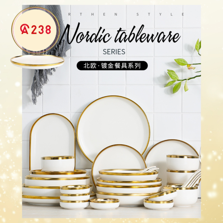 Nordic Style Ceramic Tableware Set 6 Person Dinnerware Set Luxury ...