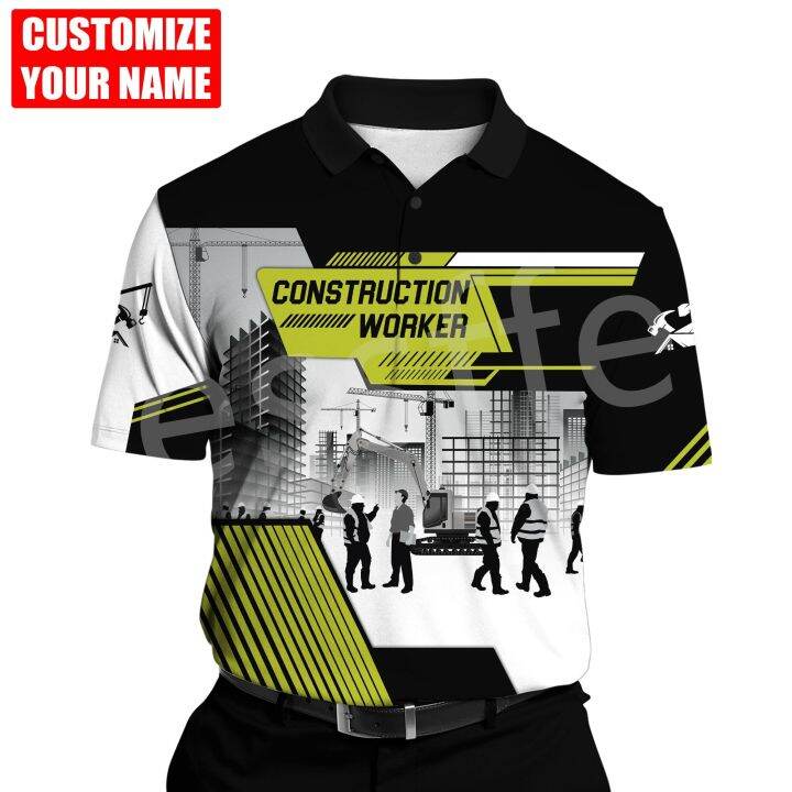 Construction Worker Architect Operator 3DPrint Summer Casual Polo ...