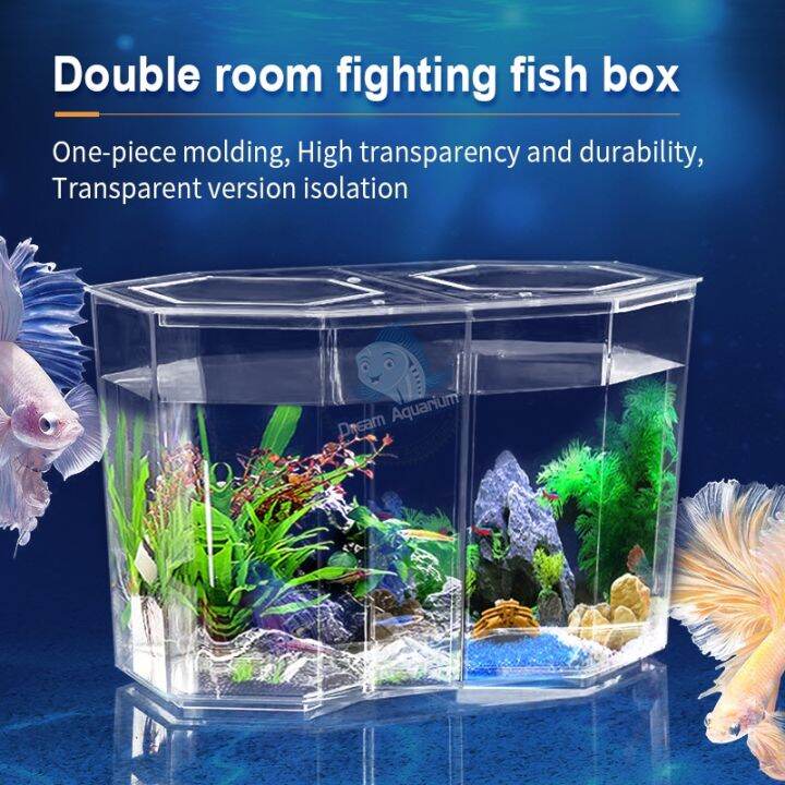 Aquarium Dual Betta Fish tank 2 in 1 Clear Tank With Divider♥ | Lazada PH