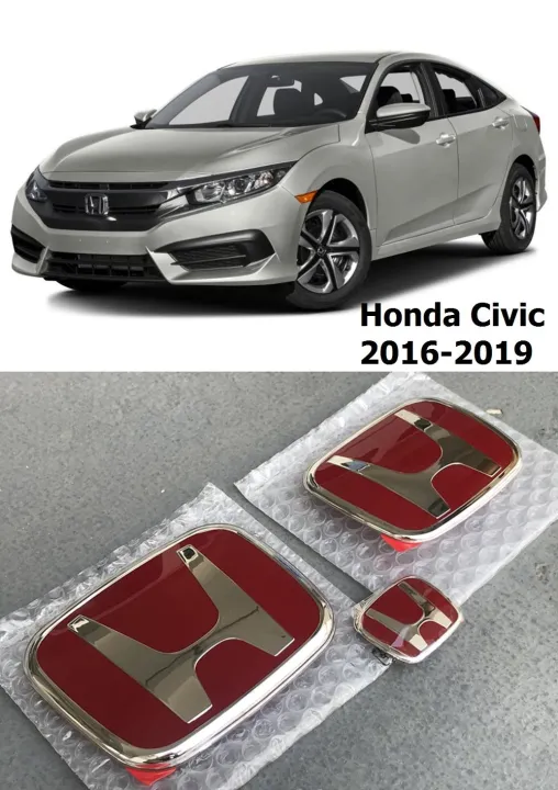 Honda Civic 2016 -2019 Front & Rear Red H Emblem with Free Red H for ...